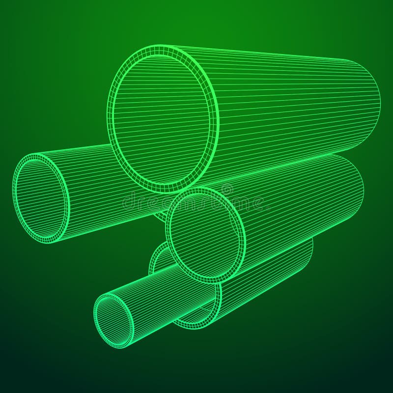 Wireframe Metallurgy Round Tubes Stock Vector - Illustration of ...
