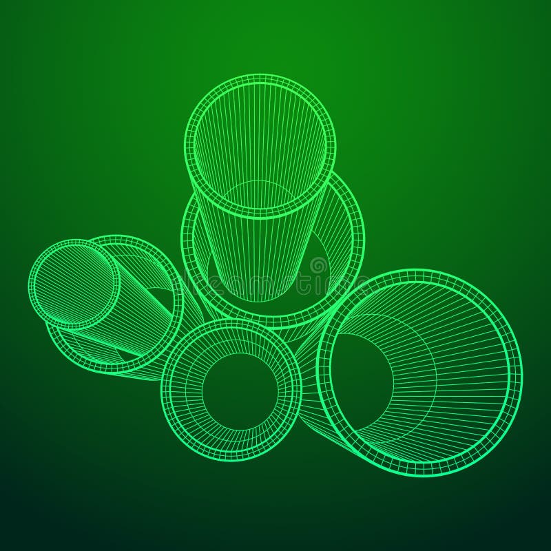 Wireframe Metallurgy Round Tubes Stock Vector - Illustration of beam ...