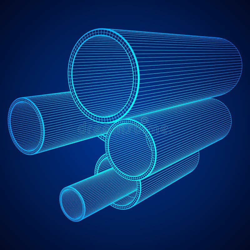 Wireframe Metallurgy Round Tubes Stock Vector - Illustration of ...