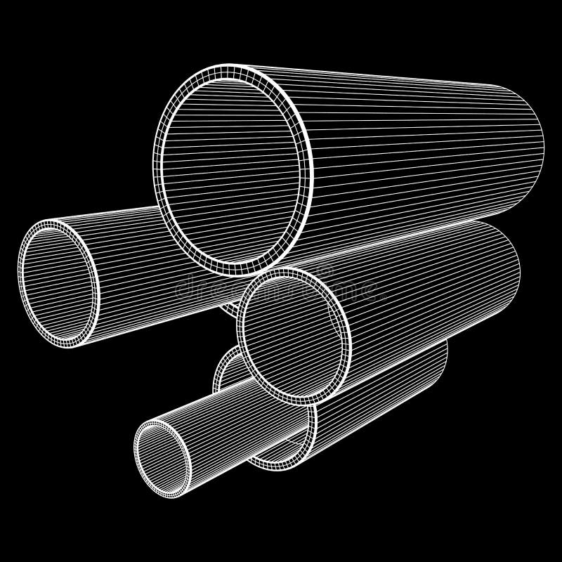 Wireframe Metallurgy Round Tubes Stock Vector - Illustration of conduit ...