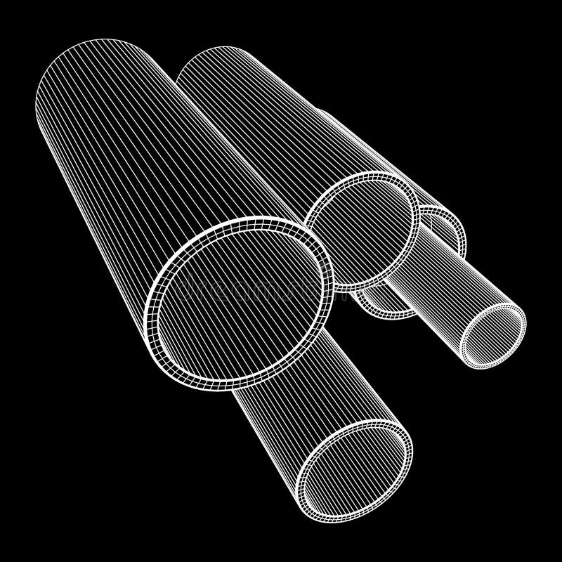 Wireframe Metallurgy Round Tubes Stock Vector - Illustration of cast ...