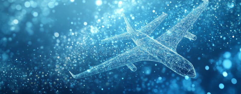 A Wireframe Model of an Airplane in a Digital Realm Highlighting ...