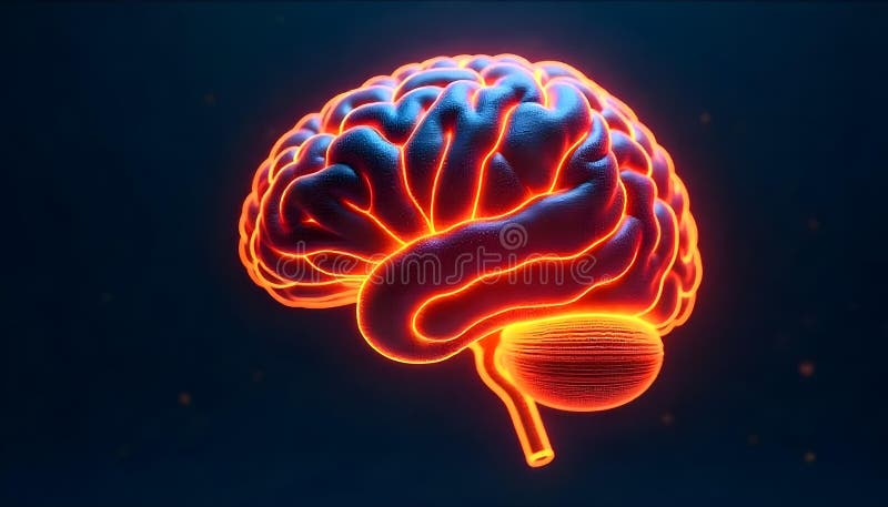 A Wireframe Model of a Human Brain Interconnected Nodes Lines, Set ...