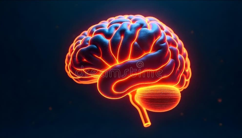 A Wireframe Model of a Human Brain Interconnected Nodes Lines, Set ...