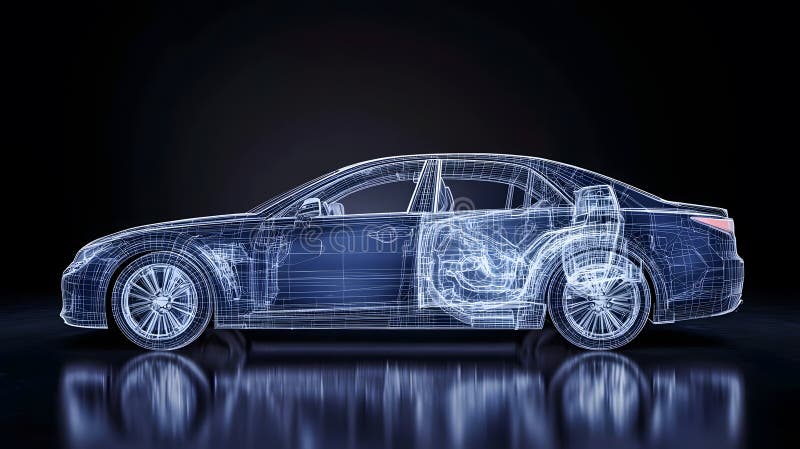 Wireframe Model of a Luxury Car in Motion Stock Photo - Image of ...
