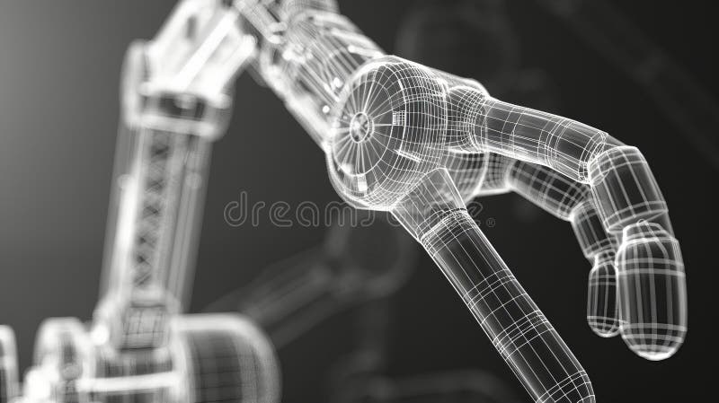 Wireframe Model of Robotic Arm Stock Illustration - Illustration of ...