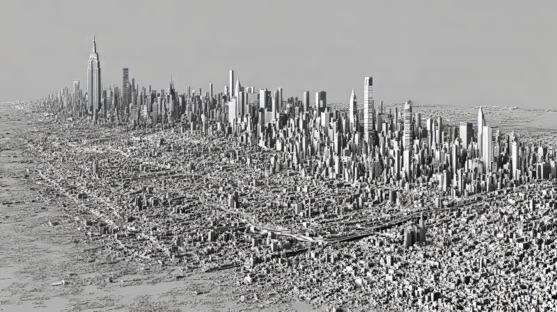 A Wireframe Model in Three Dimensions Illustrates the Layout of City ...