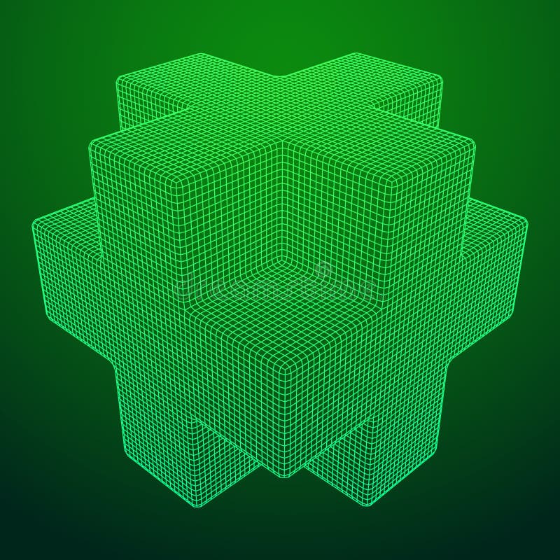 Wireframe Necker Cube stock vector. Illustration of icon - 115575877