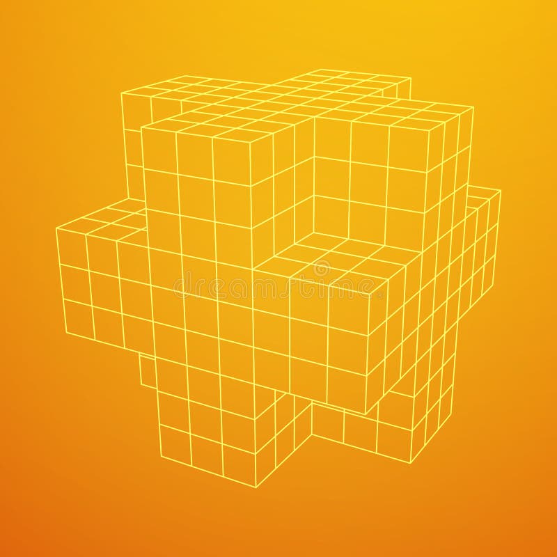 Wireframe Necker Cube stock vector. Illustration of geometrical - 114982960