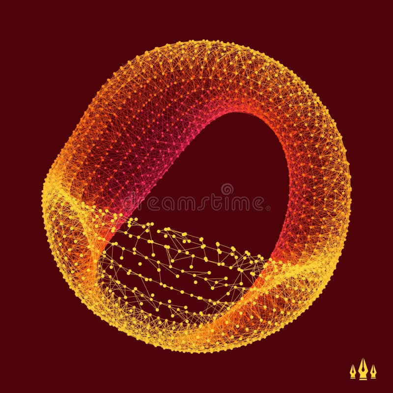 Wireframe Object With Lines And Dots Abstract 3d Connection Structure Geometric Shape For