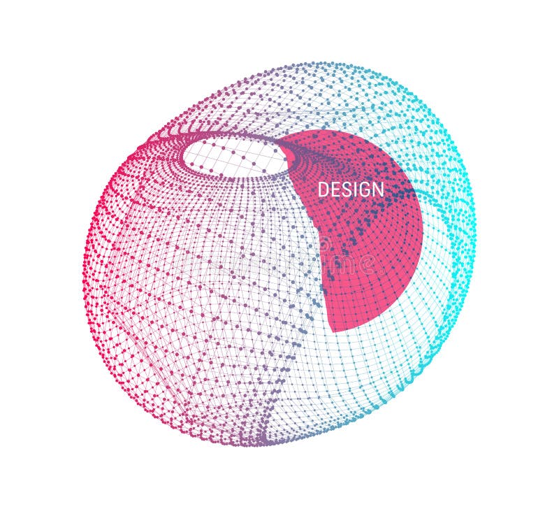 Wireframe Object With Lines And Dots Abstract 3d Connection Structure Geometric Shape For