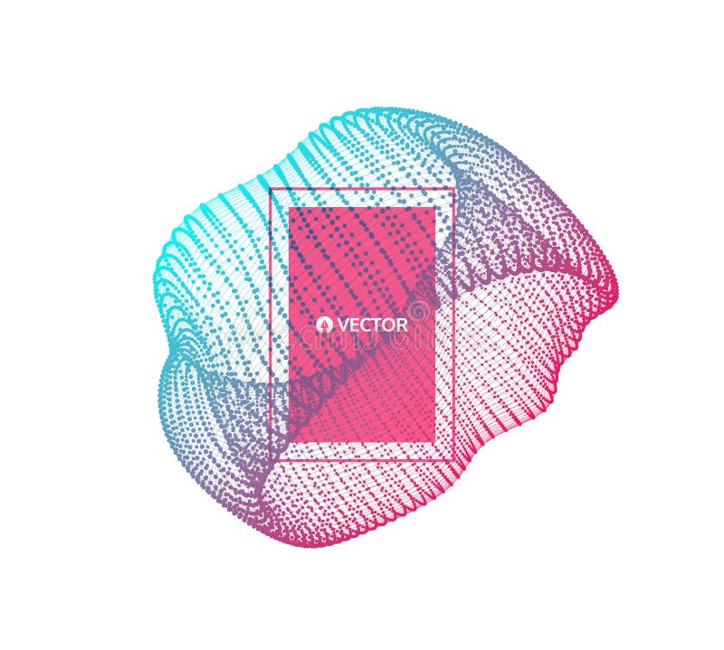 Wireframe Object With Lines And Dots Abstract 3d Connection Structure Geometric Shape For