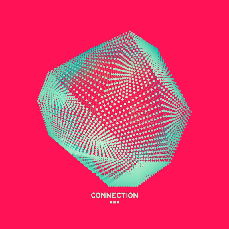 Wireframe Object With Lines And Dots Abstract 3d Connection Structure Stock Vector
