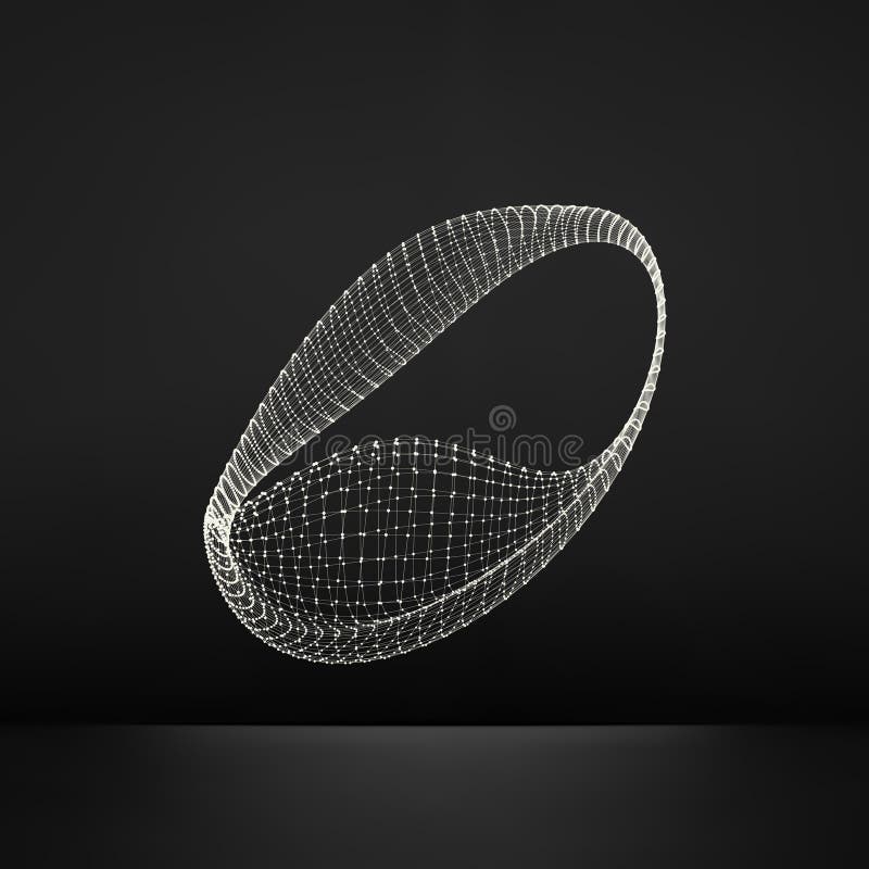 Wireframe Object With Lines And Dots Abstract 3d Connection Structure Geometric Shape For