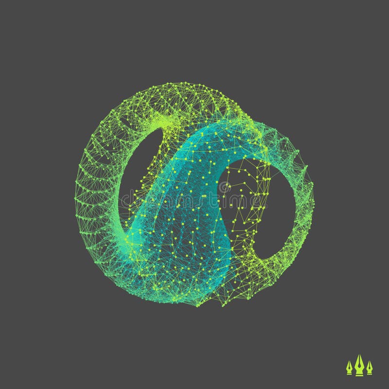 Wireframe Object With Lines And Dots Abstract 3d Molecular Grid Stock