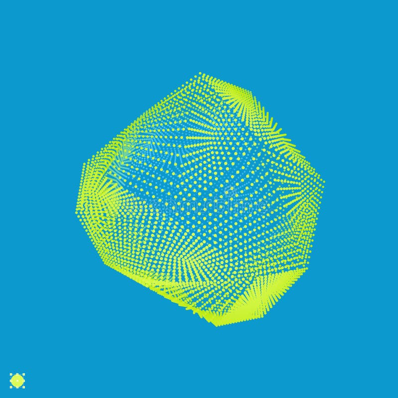 Wireframe Object With Lines And Dots Abstract 3d Connection Structure Geometric Shape For