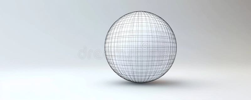 Wireframe Oval Sphere 3D Render, Minimalist Concept, Abstract Design ...