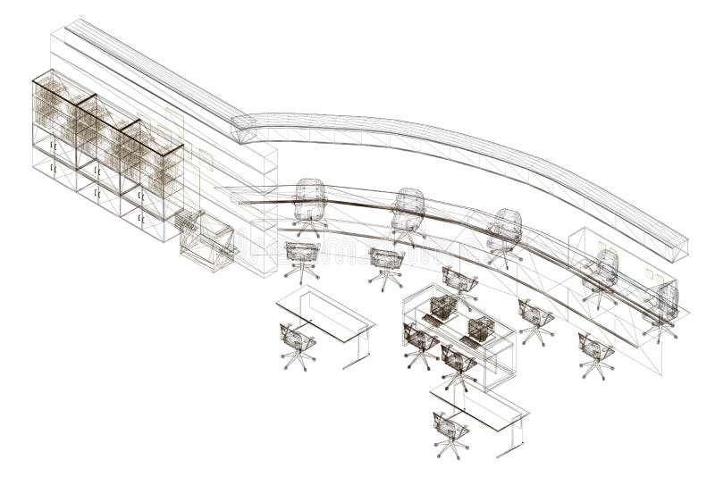 Wireframe of Office Building Stock Illustration - Illustration of ...