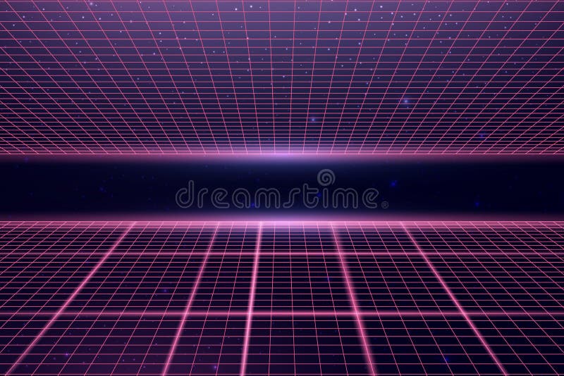 Wireframe Perspective Grid. Space Neon Infinity Mesh, Abstract Retro ... Wireframe Perspective Grid. Space Neon Infinity Mesh, Abstract Retro ...