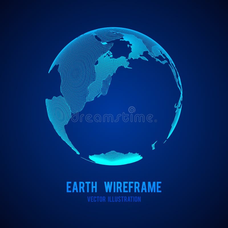 Wireframe Planet Earth Globe Stock Vector - Illustration of connect ...
