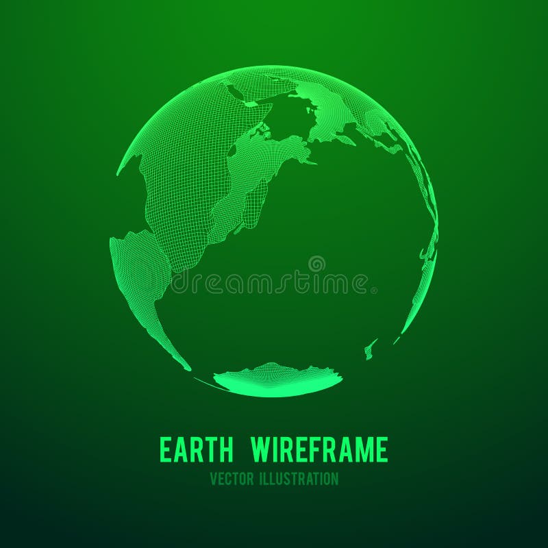Wireframe Planet Earth Globe Stock Vector - Illustration of land ...