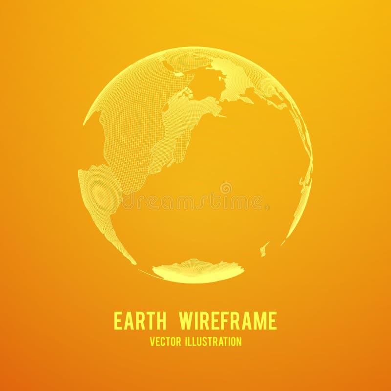 Wireframe Planet Earth Globe Stock Vector - Illustration of ocean ...