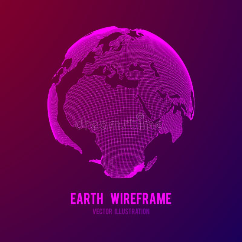Wireframe Planet Earth Globe Stock Vector - Illustration of ecology ...