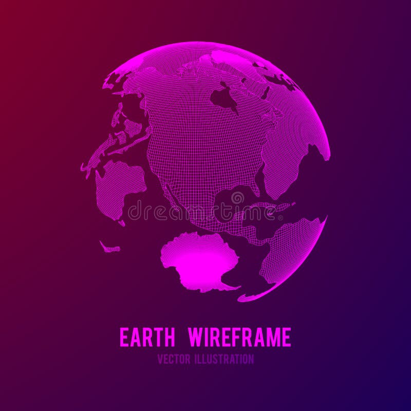 Wireframe Planet Earth Globe Stock Vector - Illustration of modeling ...