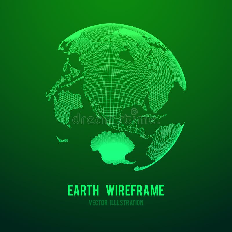 Wireframe Planet Earth Globe Stock Vector - Illustration of polygon ...