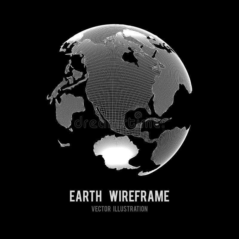 Wireframe Planet Earth Globe Stock Vector - Illustration of global ...