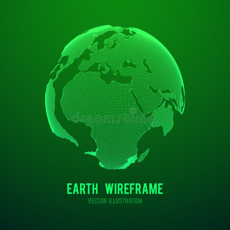 Wireframe Planet Earth Globe Stock Vector - Illustration of modeling ...