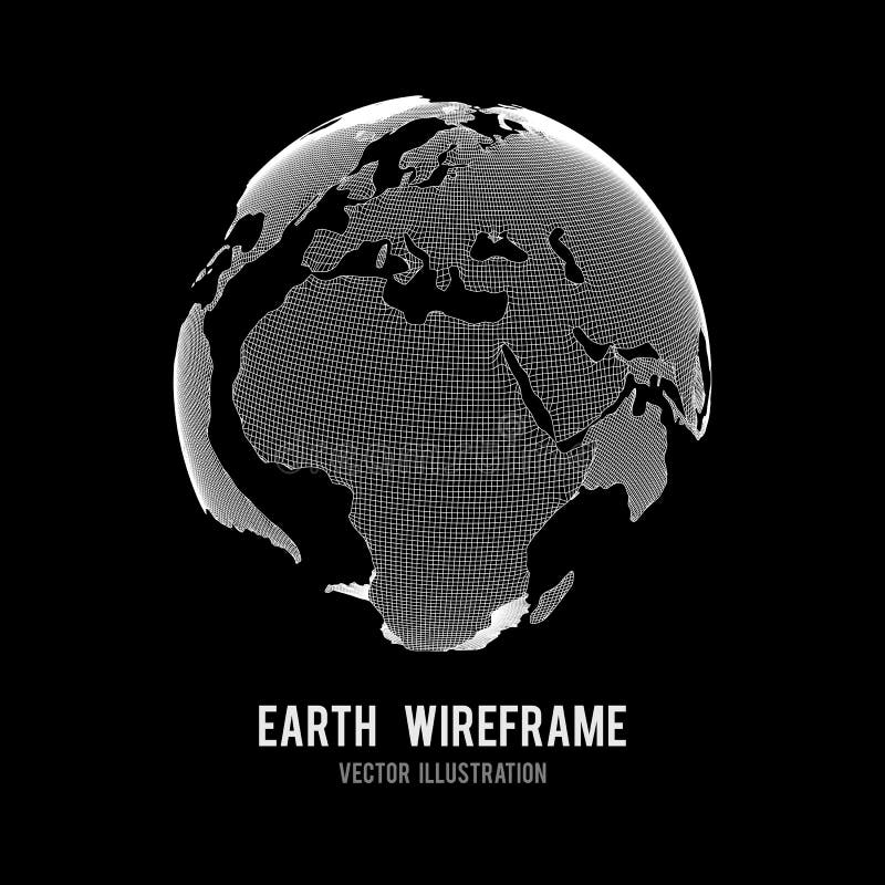 Wireframe Planet Earth Globe Stock Vector - Illustration of land ...