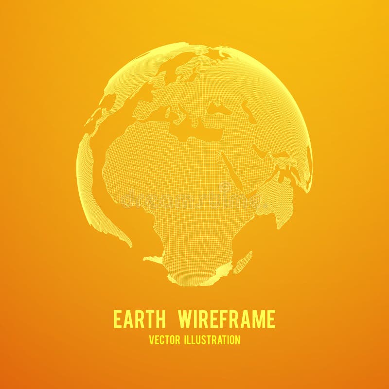 Wireframe Planet Earth Globe Stock Vector - Illustration of poly, mesh ...