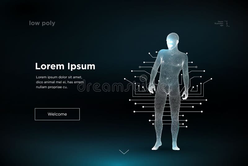 Wireframe polygon man stock vector. Illustration of concept - 113606370