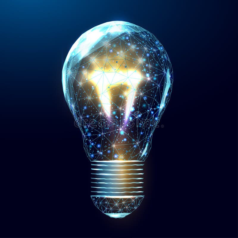 Wireframe Polygonal Lightbulb. Stock Vector - Illustration of geometric ...