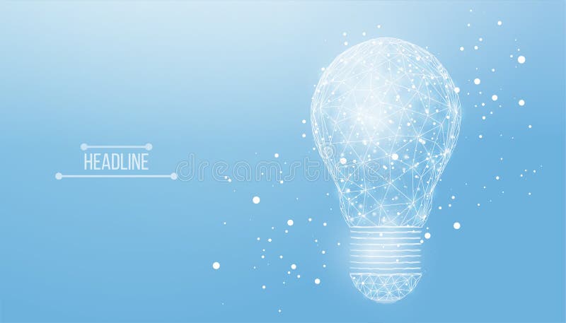 Wireframe Polygonal Lightbulb. Internet Technology Network, Business ...