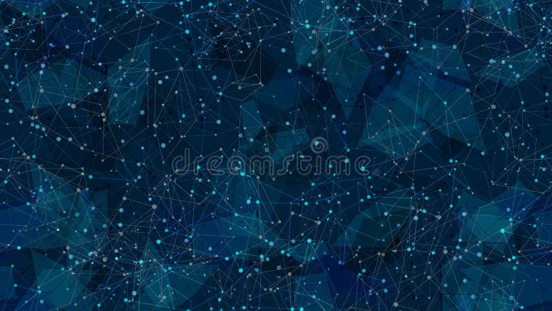Wireframe Polygonal Seamless Pattern on Blue Background. Stock Vector ...