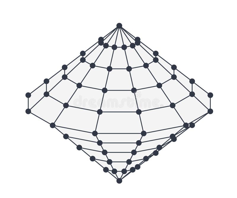 Wireframe Pyramid Geometric Structure Design. Double Cone Wireframe ...