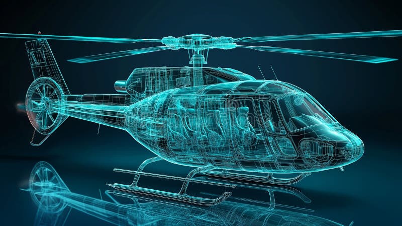 Wireframe Representation of a Modern Helicopter Illustrating Technology ...