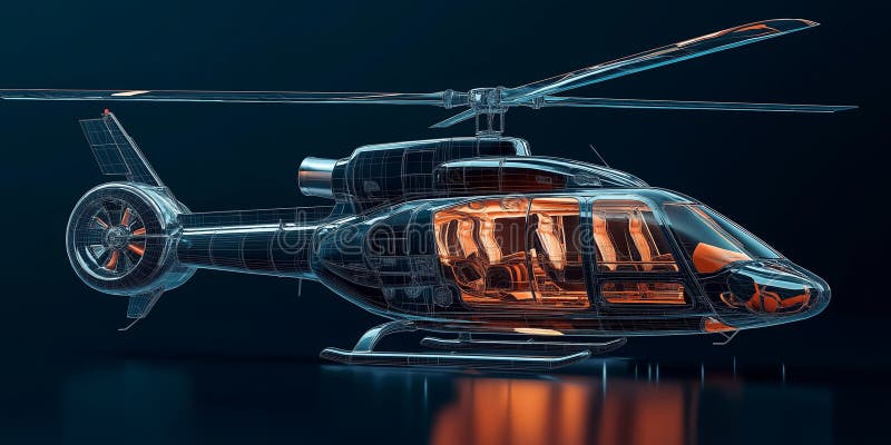 Wireframe Representation of a Modern Helicopter Illustrating Technology ...