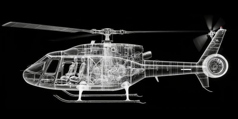Wireframe Representation of a Modern Helicopter Illustrating Technology ...