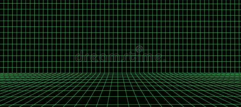 Wireframe Room on the Black Background. Vector Perspective Grid Stock ...