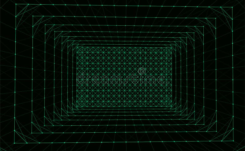 Wireframe Room on the Black Background. Vector Perspective Grid Stock ...