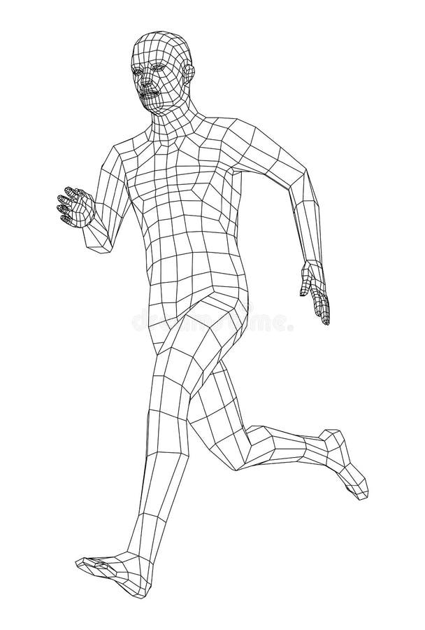 Wireframe Running Man. Vector Stock Illustration - Illustration of ...