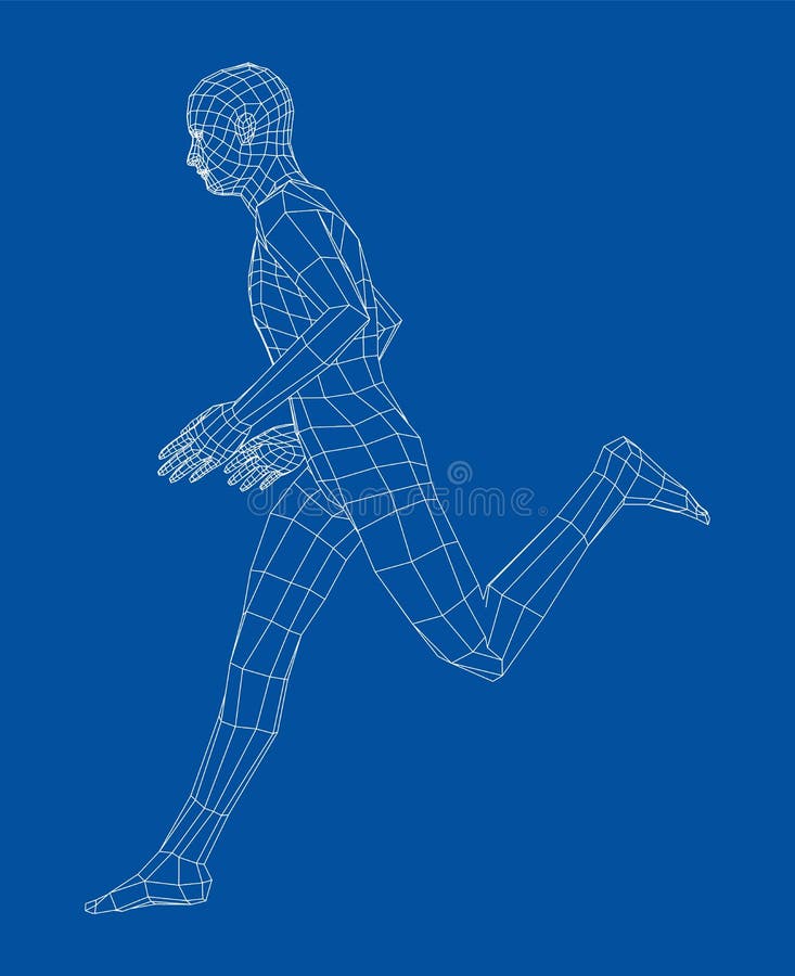 Wireframe Running Man. Vector Stock Illustration - Illustration of ...