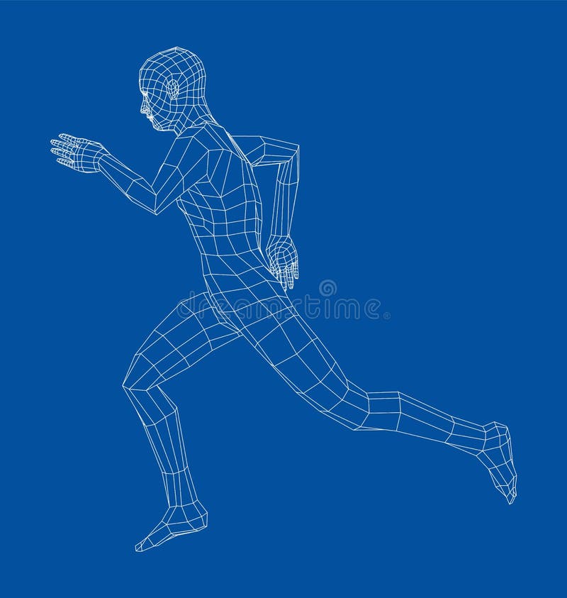 Wireframe Running Man. Vector Stock Vector - Illustration of concept ...