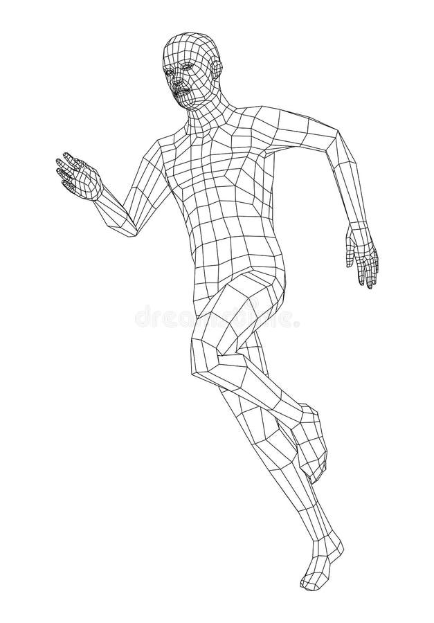 Wireframe Running Man. 3d Illustration Stock Illustration ...