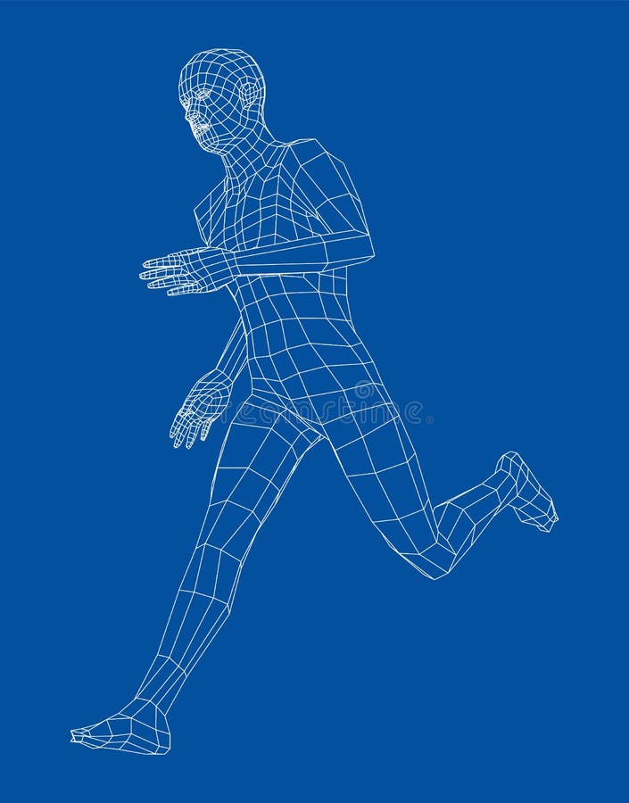 Wireframe Running Man. 3d Illustration Stock Illustration ...