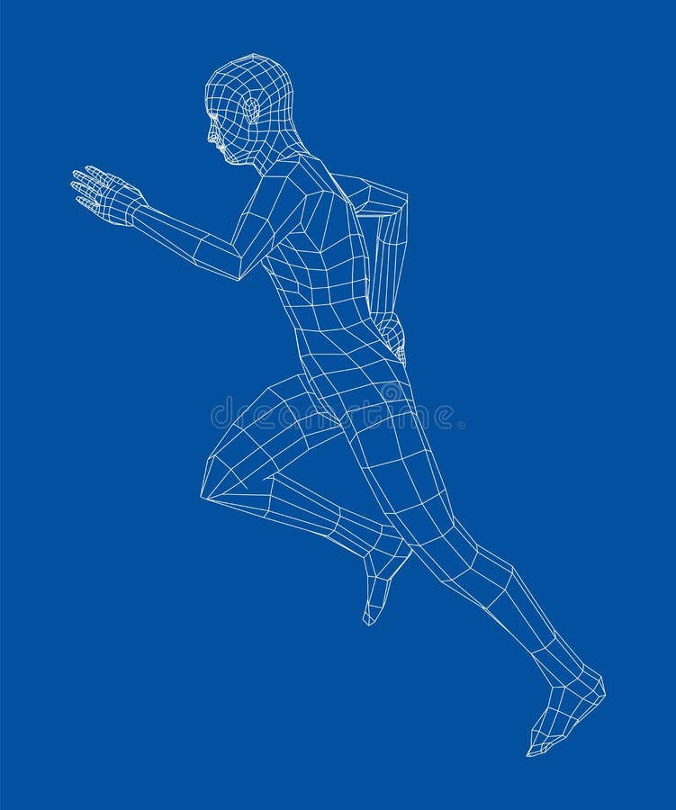 Wireframe Running Man. Vector Stock Vector - Illustration of athlete ...