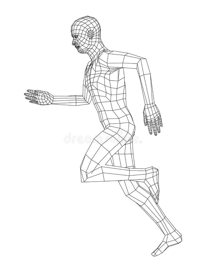 Wireframe Running Man. Vector Stock Vector - Illustration of background ...